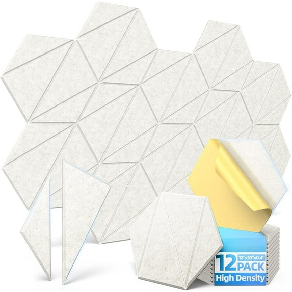 12 Acoustic Panels with Self- 12"X10"X0.4" Sound Proof Panels for Walls ...