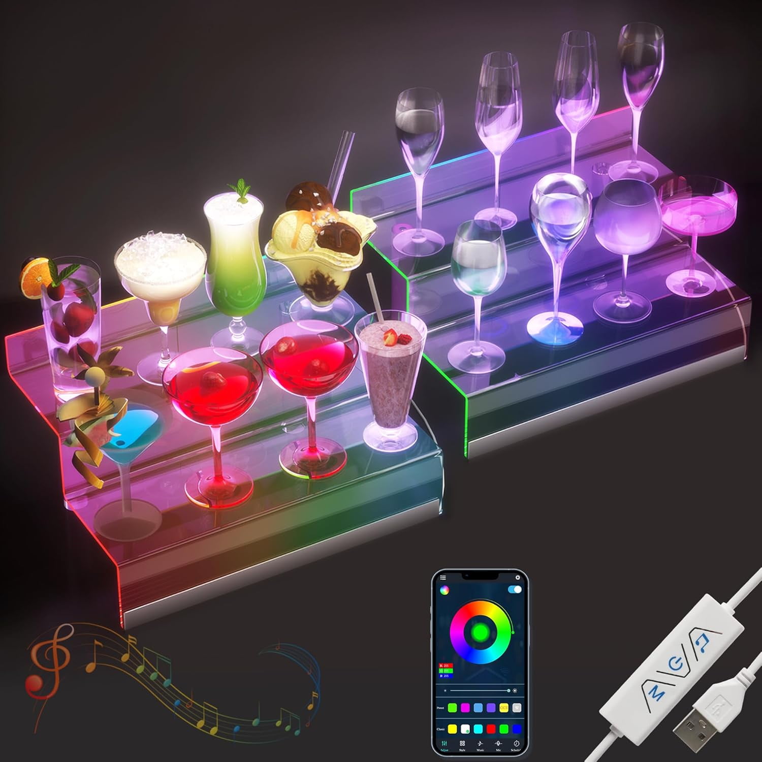 12" Acrylic Display Organizer with LED Light - 2 Tier Perfume Stand and ...