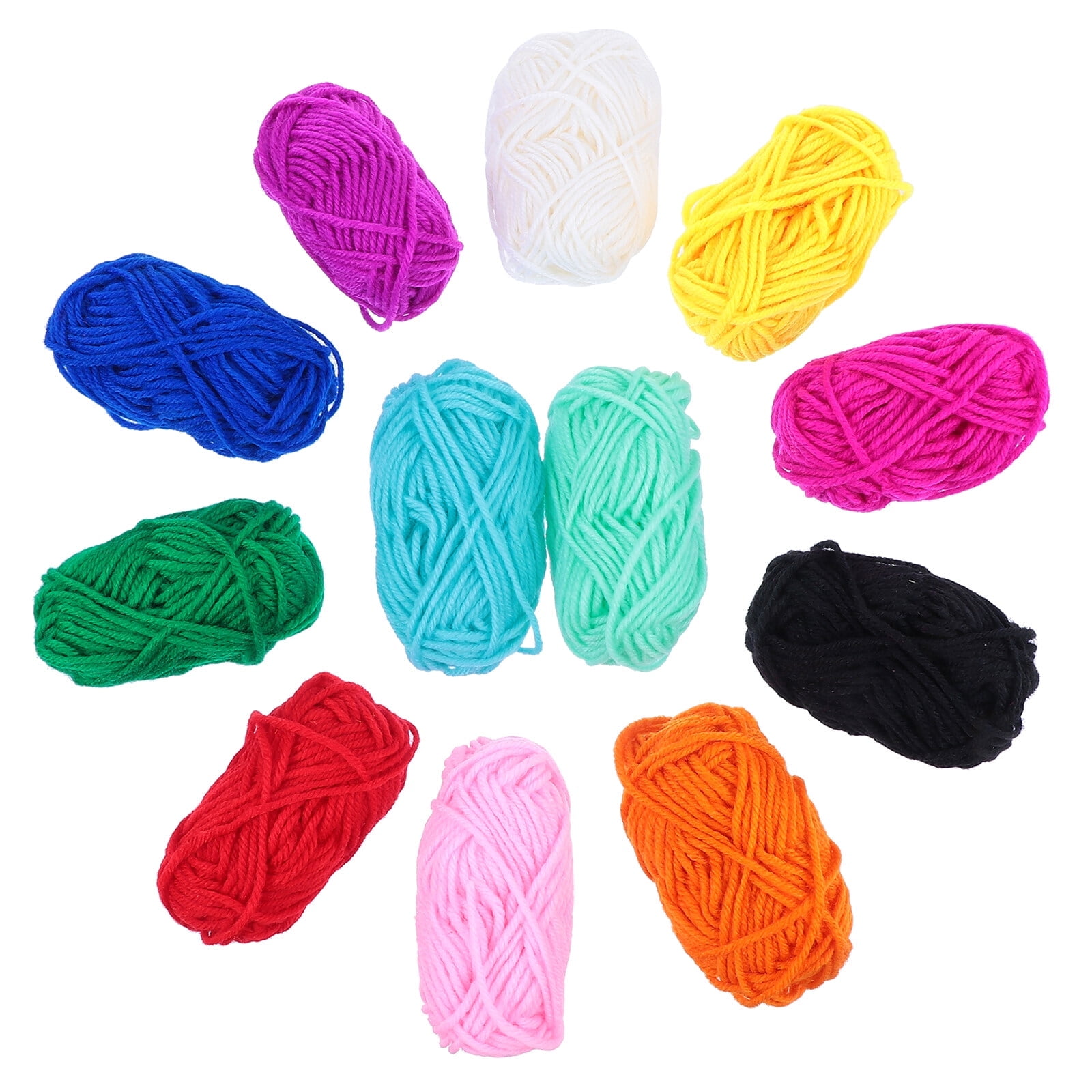 12 Acrylic Yarn Skeins Mini Craft Yarn, 12 Colors Starter Crochet Bulk ...