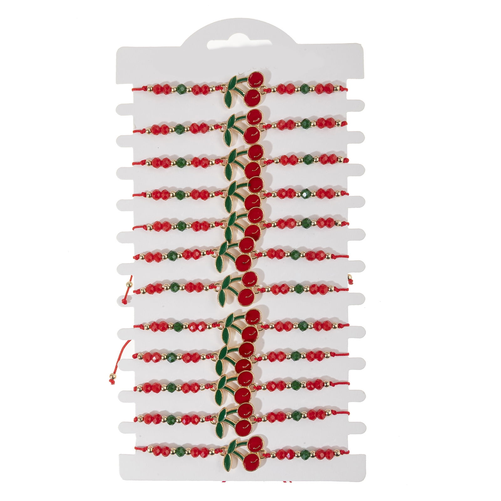 12 Adjustable Cherrys Beaded Bracelets Alloy Crystal Charms for Daily ...
