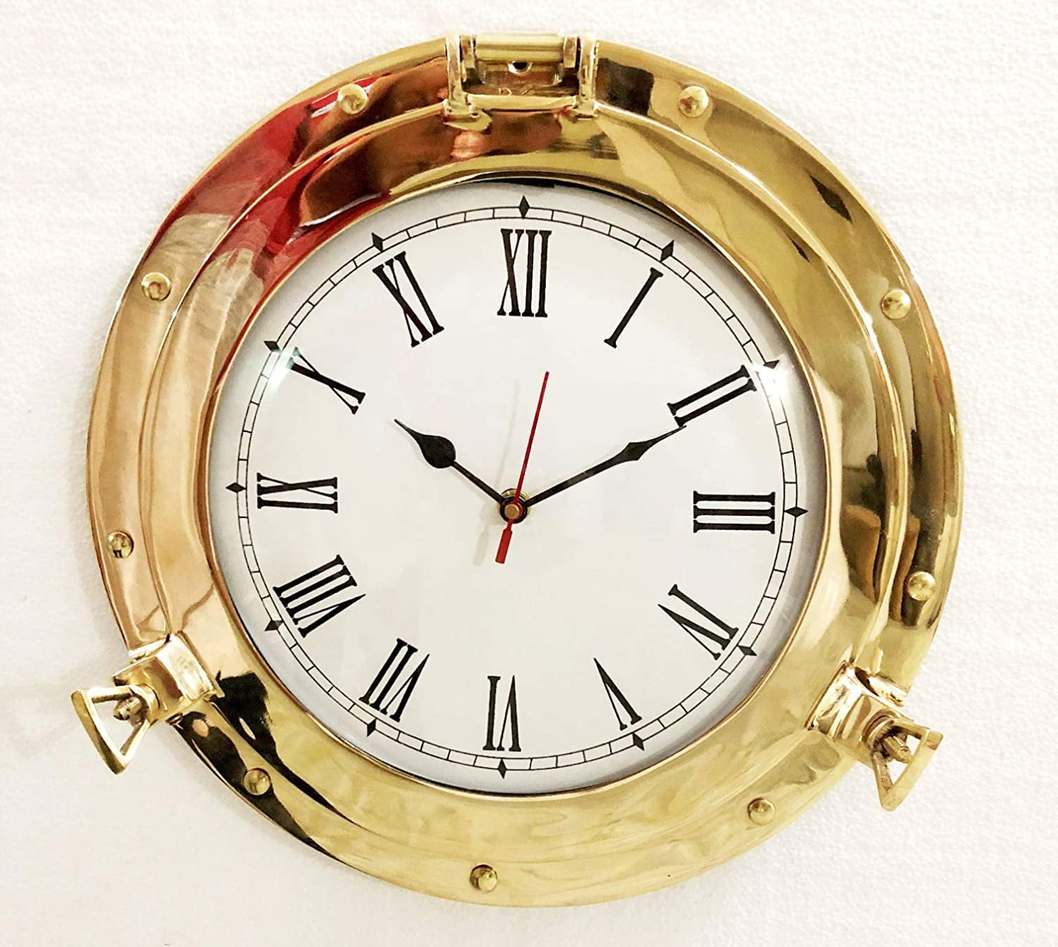 12" Antique Marine Brass Ship Porthole Analog Clock Nautical Wall Clock Home Decor - Walmart.com