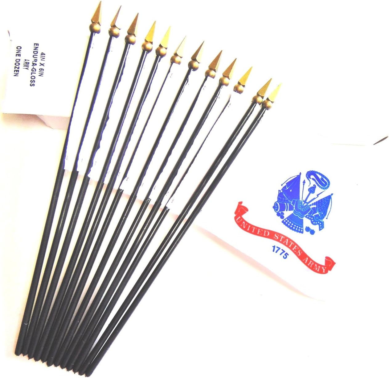 12 Army Desk Flags 4x6 Inch American Made Miniature Table Flags; 12 ...