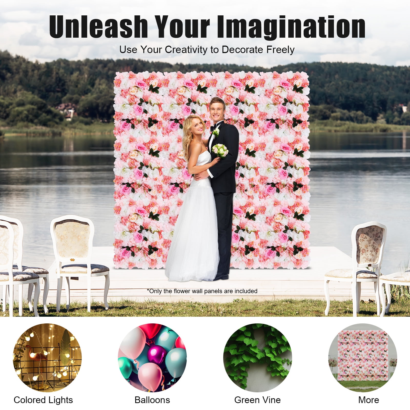 12* Artificial Flower Wall Panel Rose Dahlia Leaves Wedding Backdrop ...