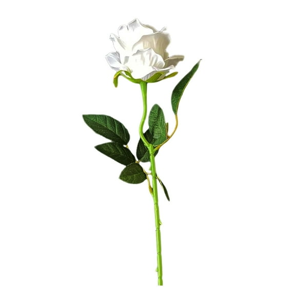 12 Artificial White Roses With Real - Touch Silk Petals And Stems ...