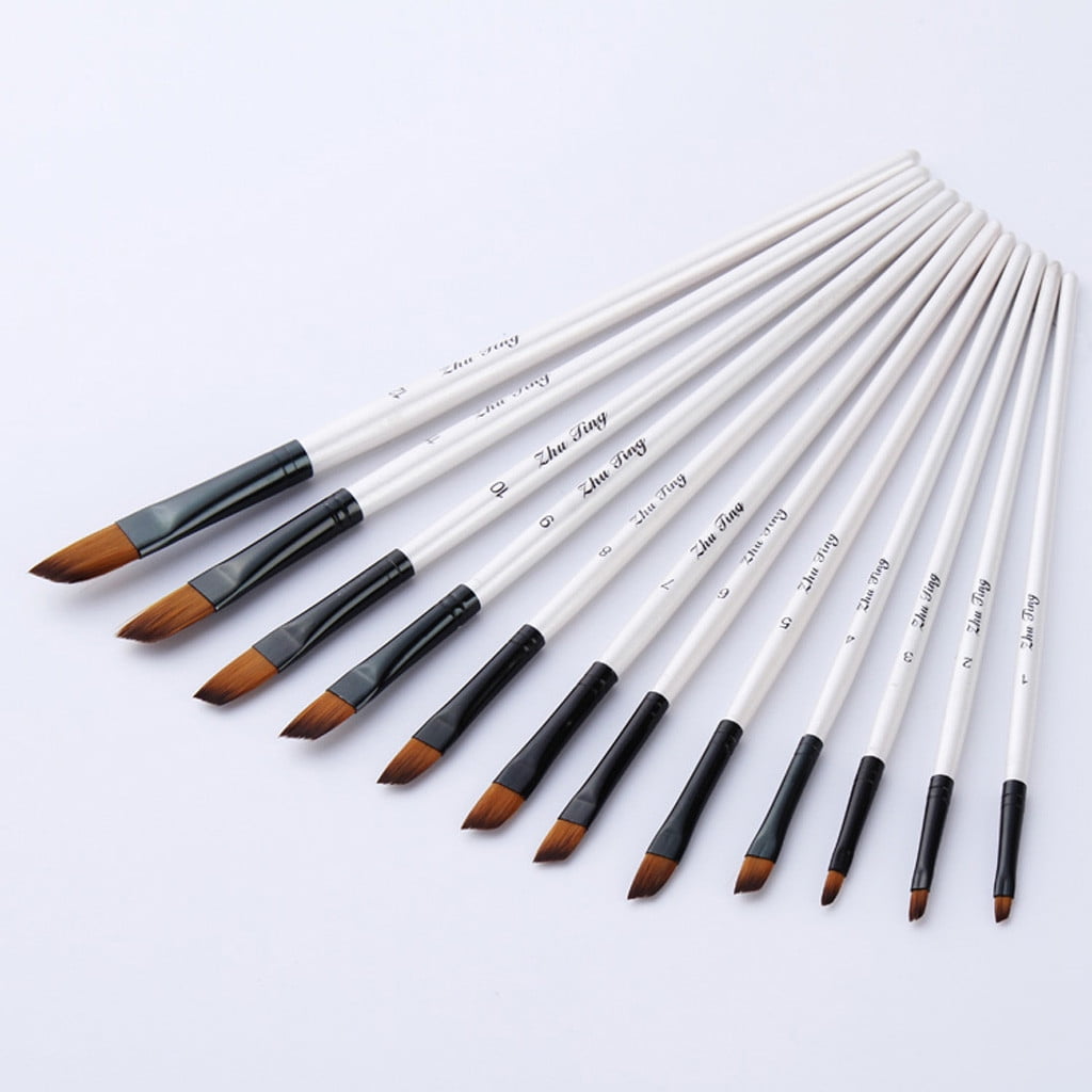 12 Artist Watercolor Painting Brushes, Acrylic Flat Oil Brushes ...