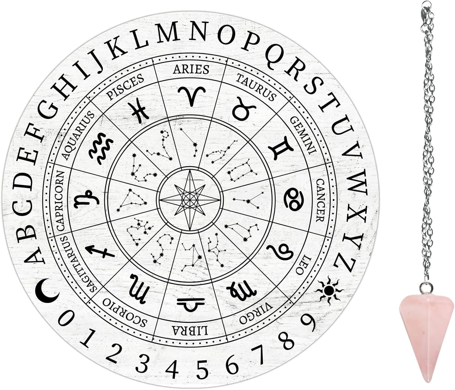 12 Astrological Signs Constellation Pendulum Board Set Wood Dowsing ...