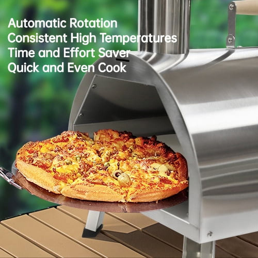 12" Automatic Rotating Stainless Steel Pizza Oven with Built-in ...