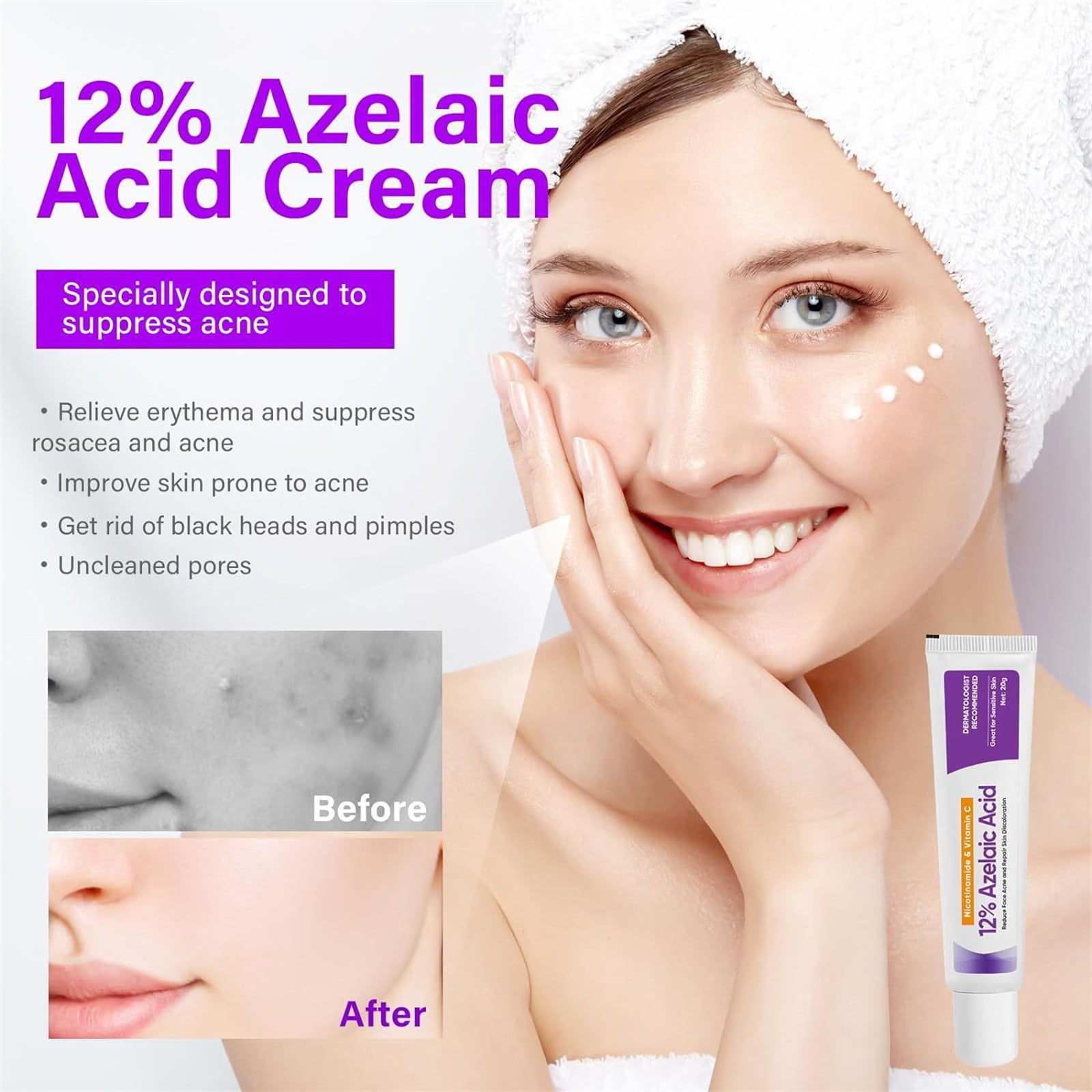12% Azelaic Facial Serum Skin Hyaluronic And Niacinamide Soothing And ...