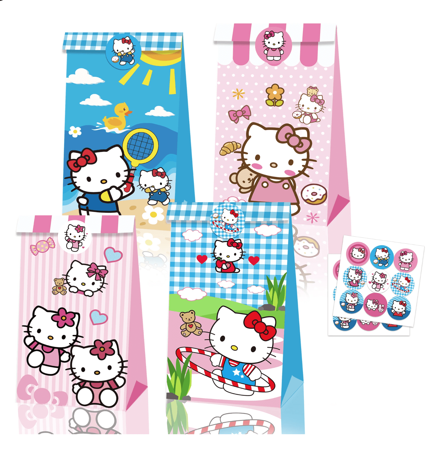 12 BAGS Hello Kitty Gift Bags Kitty Goodie Bags Kitty Cat Party Flavor ...