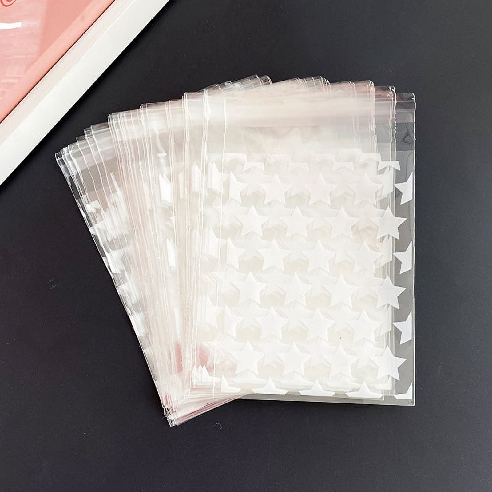 12 Bag Rectangle PE Plastic Cellophane Bags Star Pattern White 13x8cm ...