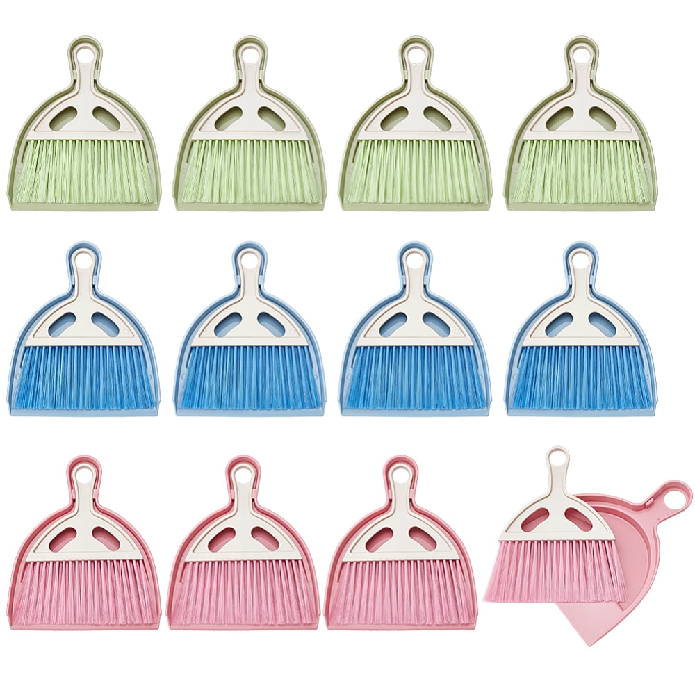 12 Bags 3 Colors Plastic & Nylon Mini Broom Brush and Dustpan Set Multi ...