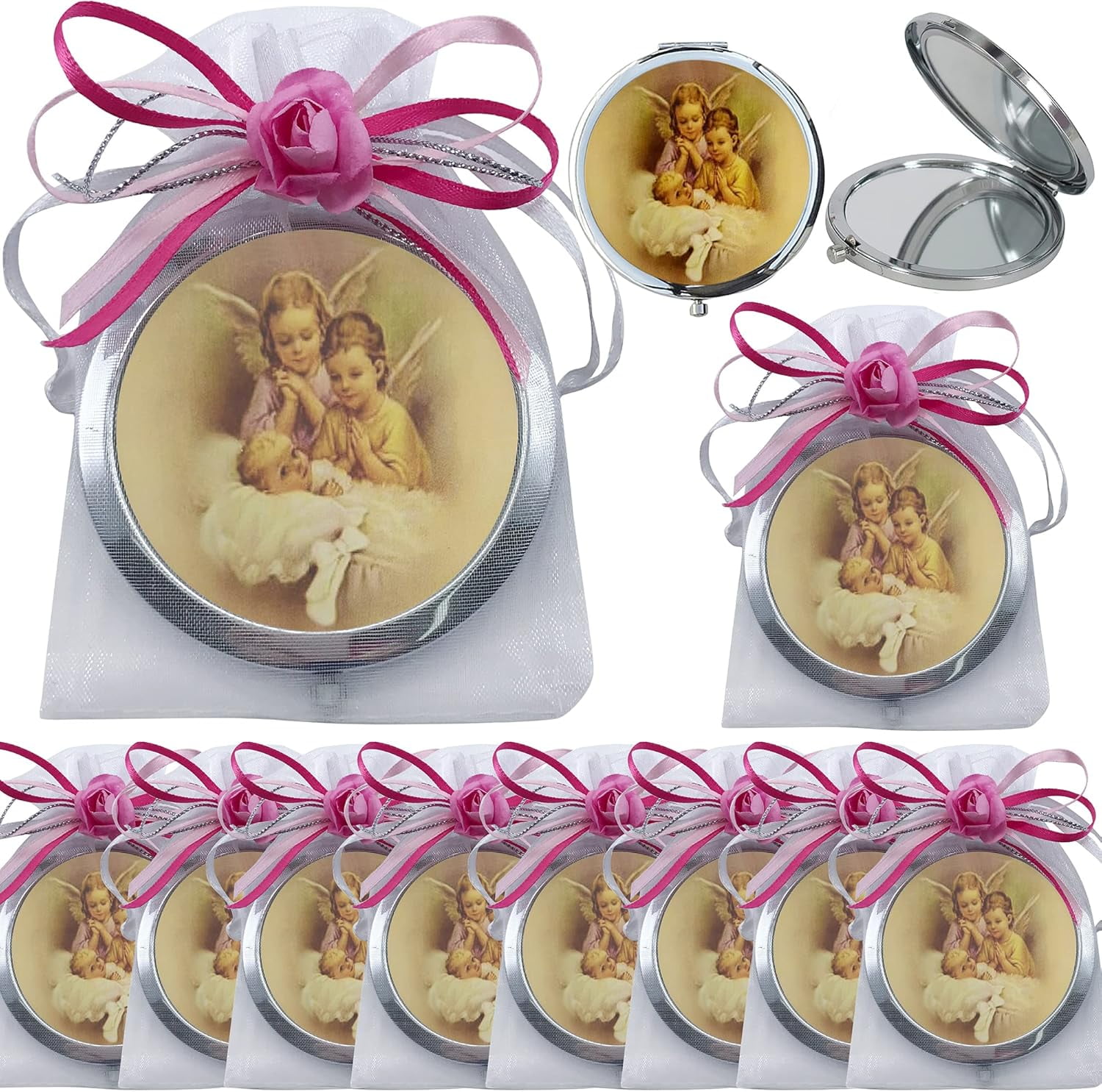 12 Baptism Compact Mirror Favors for Girl -Bautizo Recuerdos/Baby ...