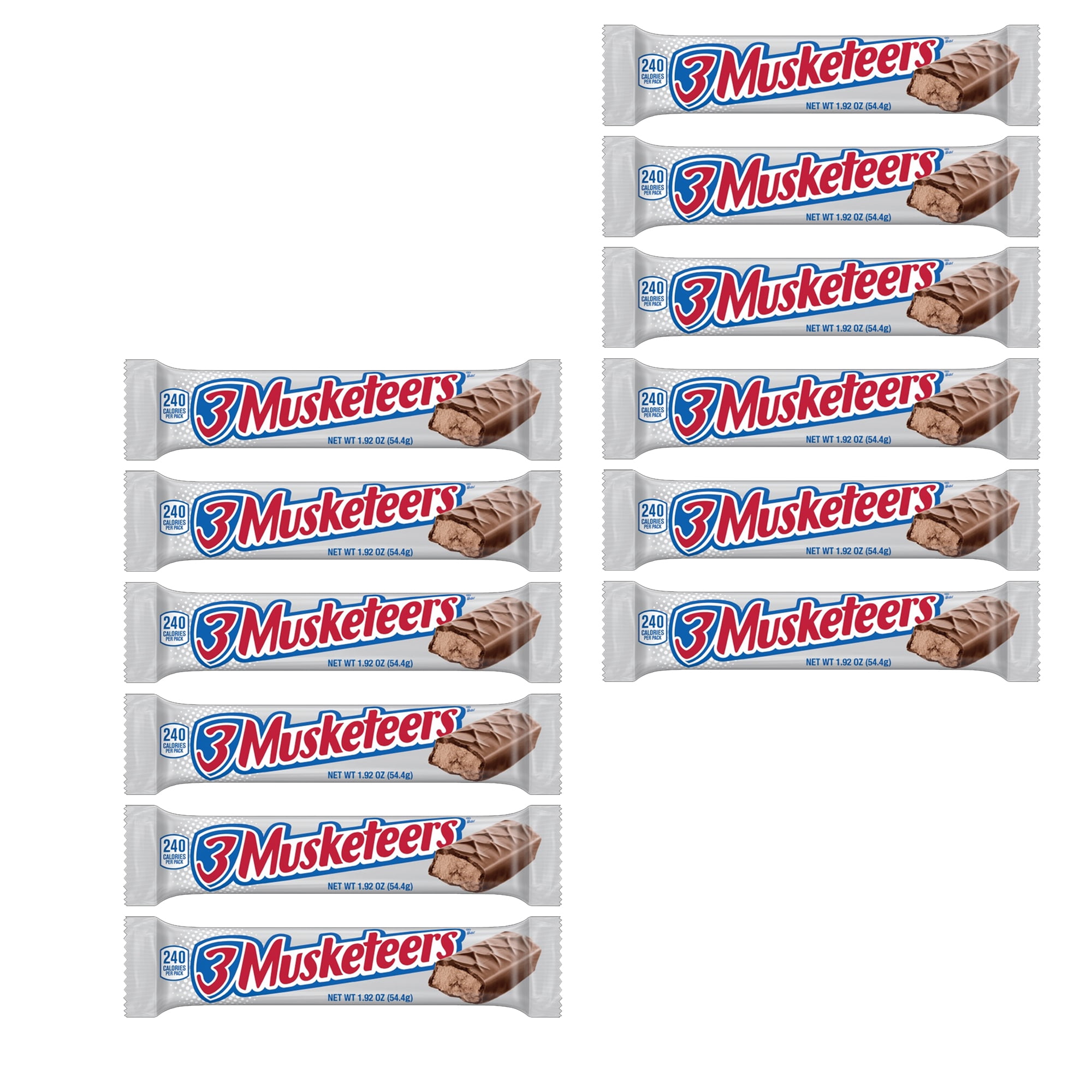 RADYAN 3 Musketeers Full Size Milk Chocolate Candy Bars, 12 Count, 1.92 ...