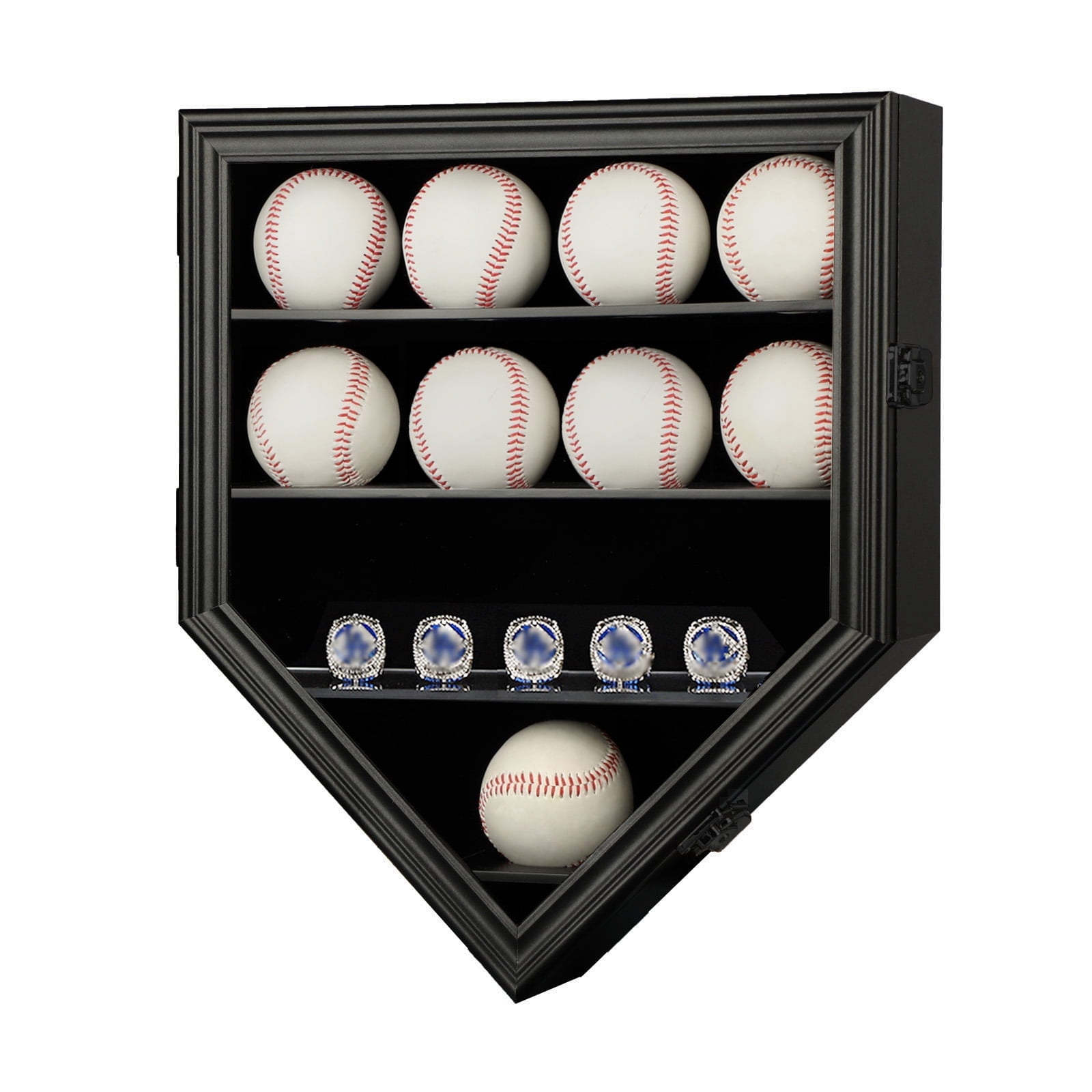 12 Baseball Display Case with Lockable Shadow Box and Glass Door - Wall ...
