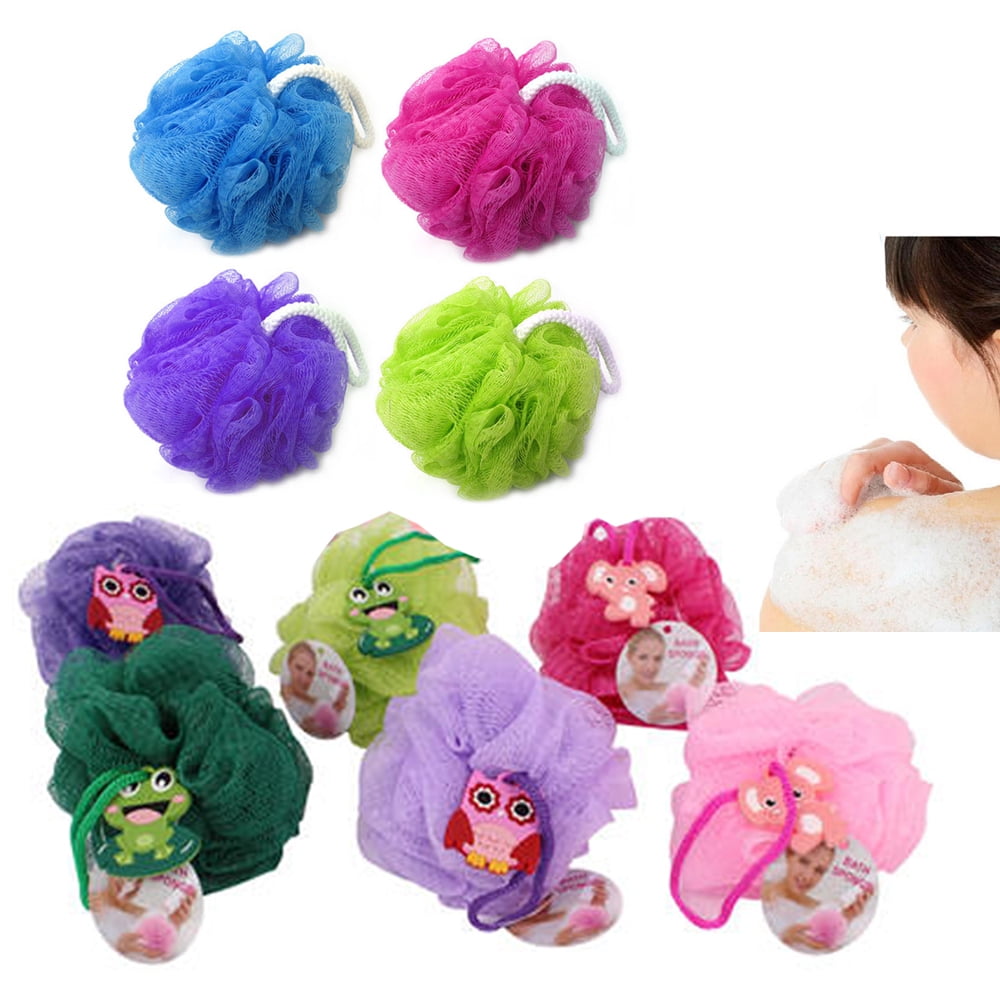 12 Bath Sponge Shower Nylon Mesh Scrubbers Body Massage Scrub Clean ...