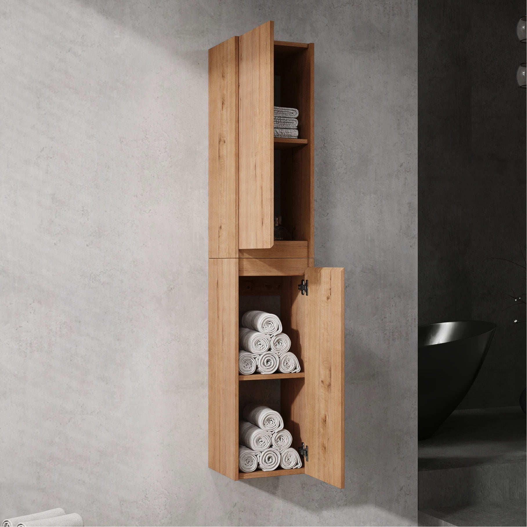 12" Bathroom Side Cabinet - Floating Mount Design - Store Shampoo ...