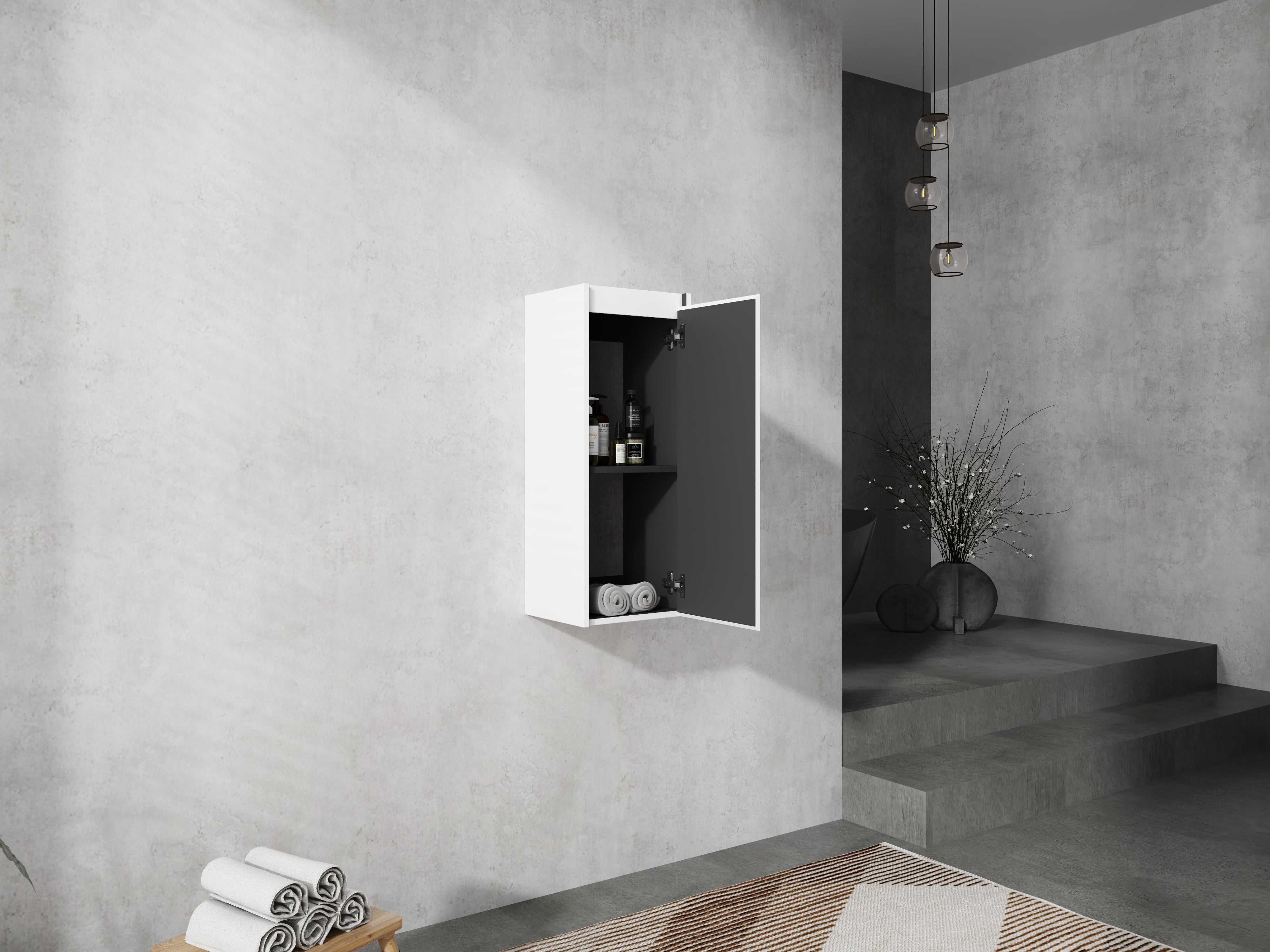 12" Bathroom Side Cabinet,Soft Close Doors,Float Mounting Design,(KD ...
