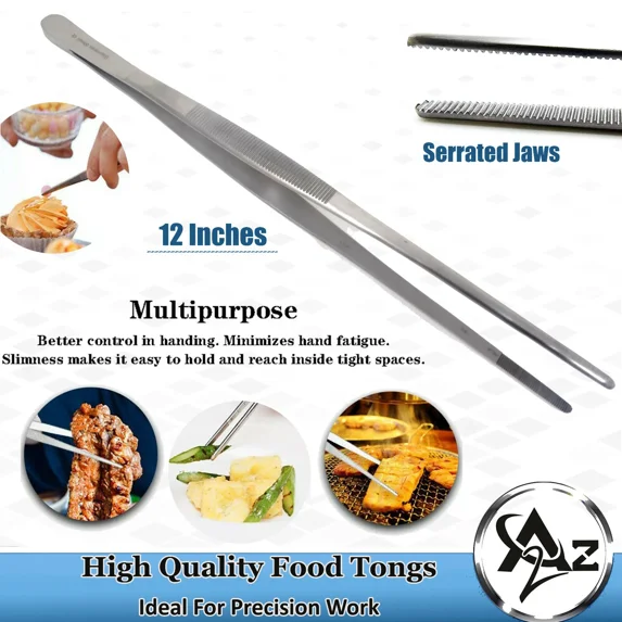 12" Bbq Grill Tweezer Long Food Tongs Kitchen Chef Diy Tool Stainless ...