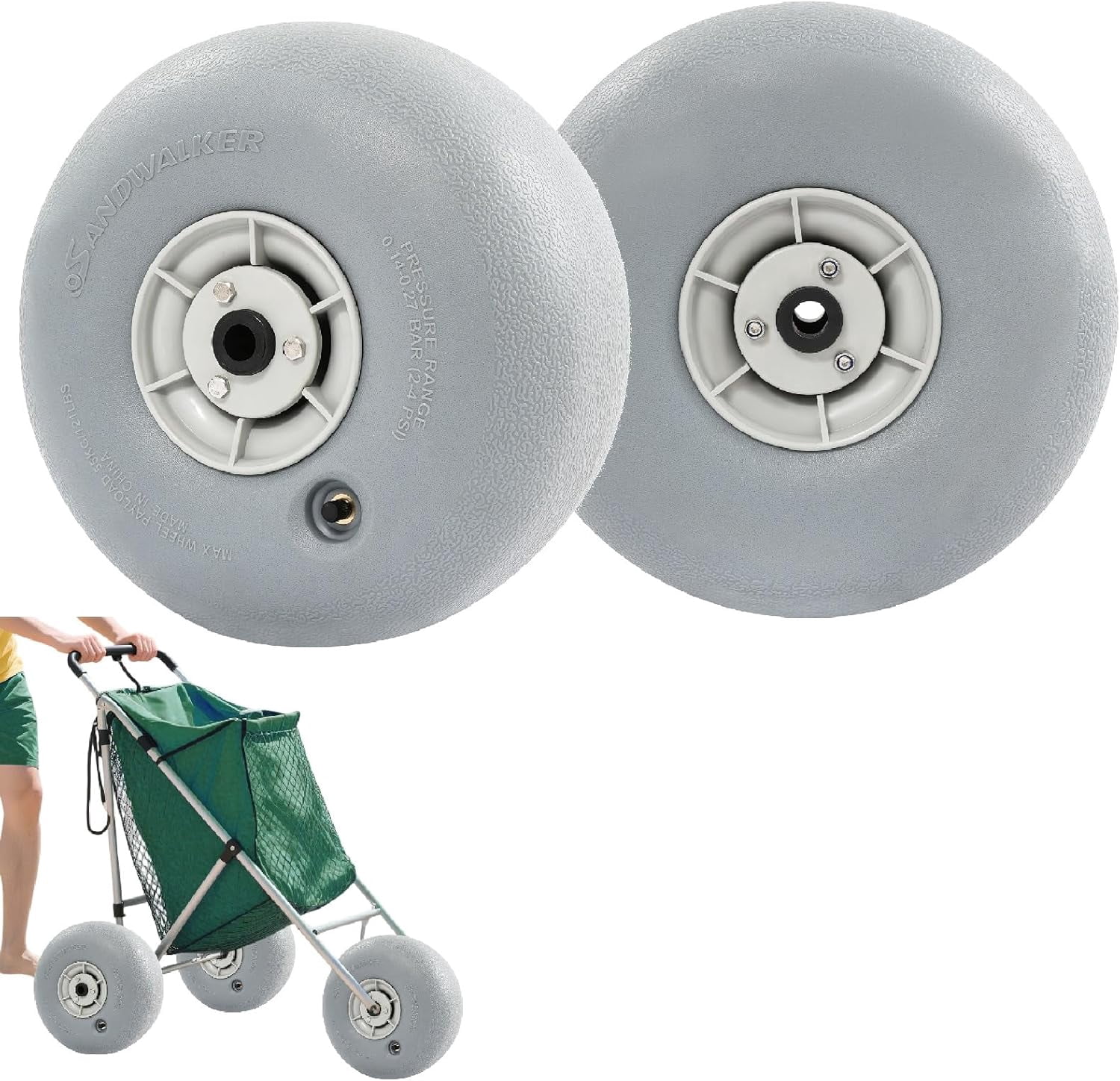 12" Beach Balloon Wheels Replacement Beach Cart Tires with Axle Hole ...