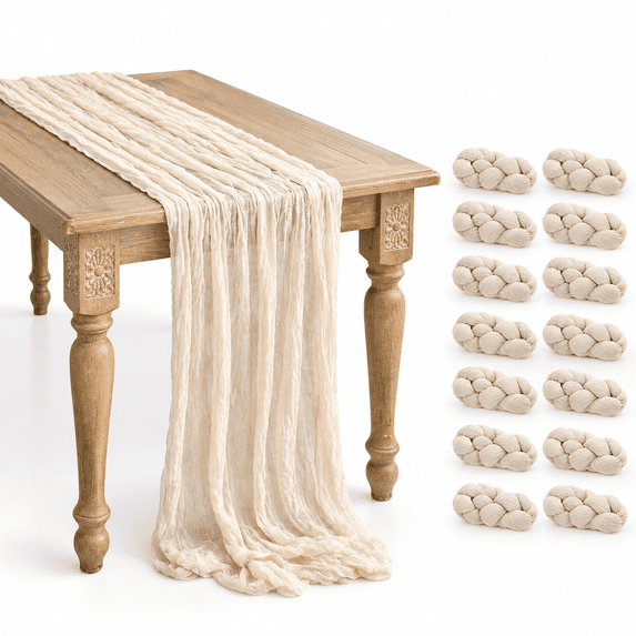 12 Beige Cheesecloth Table Runner 13ft Boho Gauze 160 Inch Long Formas ...