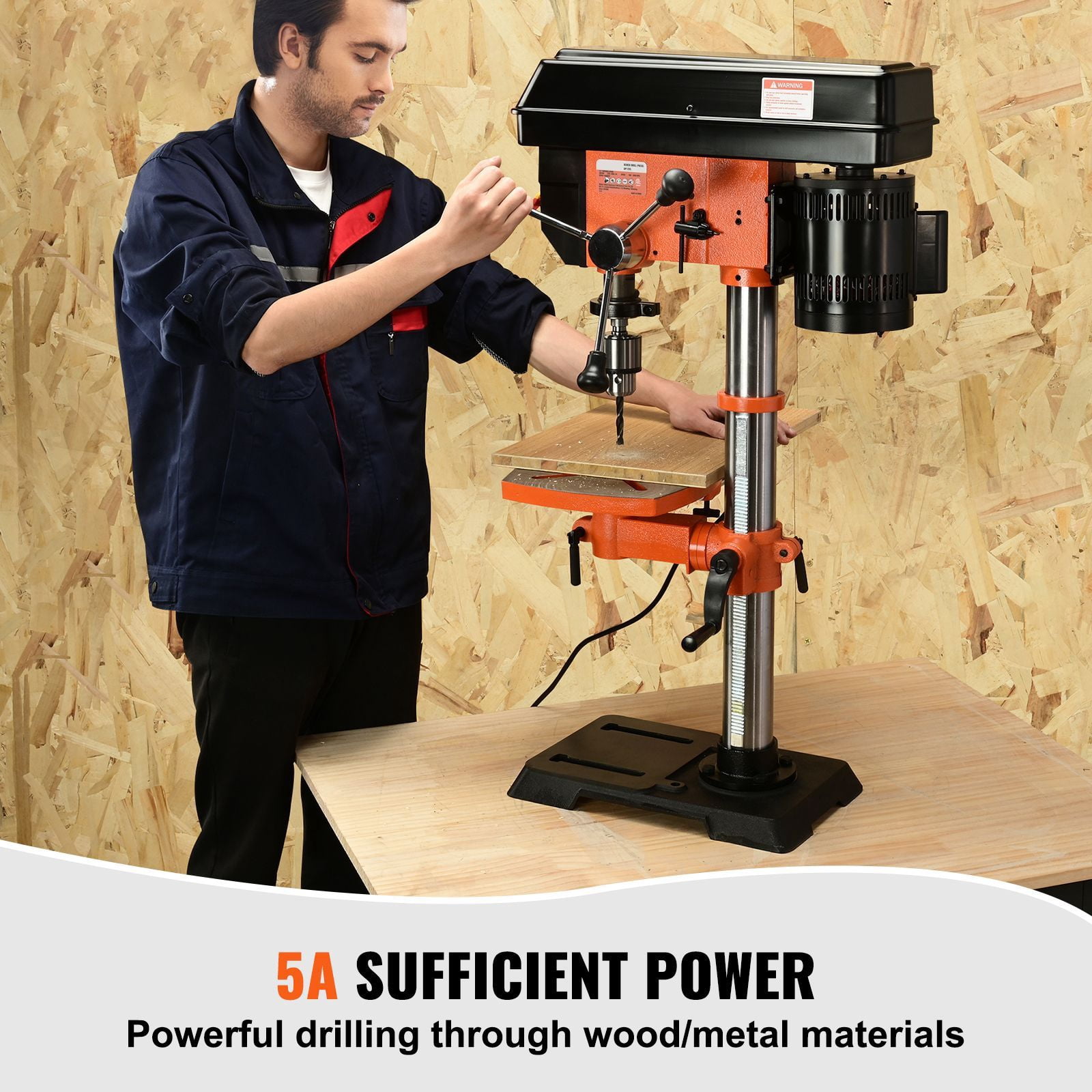 12 in Benchtop Drill Press, 5 Amp 120V, Variable Speed Cast Iron Bench ...