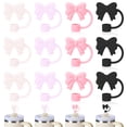 12 Big Bow Straw Toppers Cover Caps Compatible With Cup Silicone Cute ...