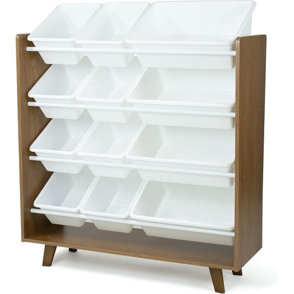 12-Bin Toy Organizer \u2013 Mid-Century Modern Storage Rack with Wood ...