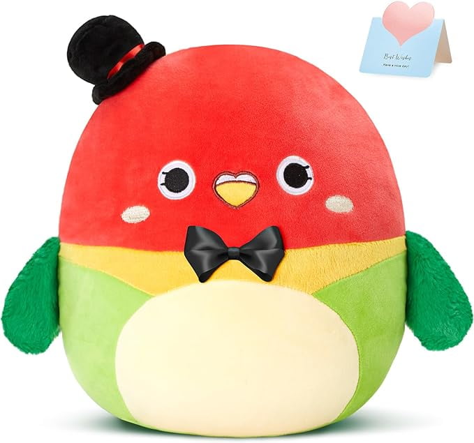 12" Bird Plush Pillow Cute Parrot Stuffed Animal Parrot Soft Plushie ...