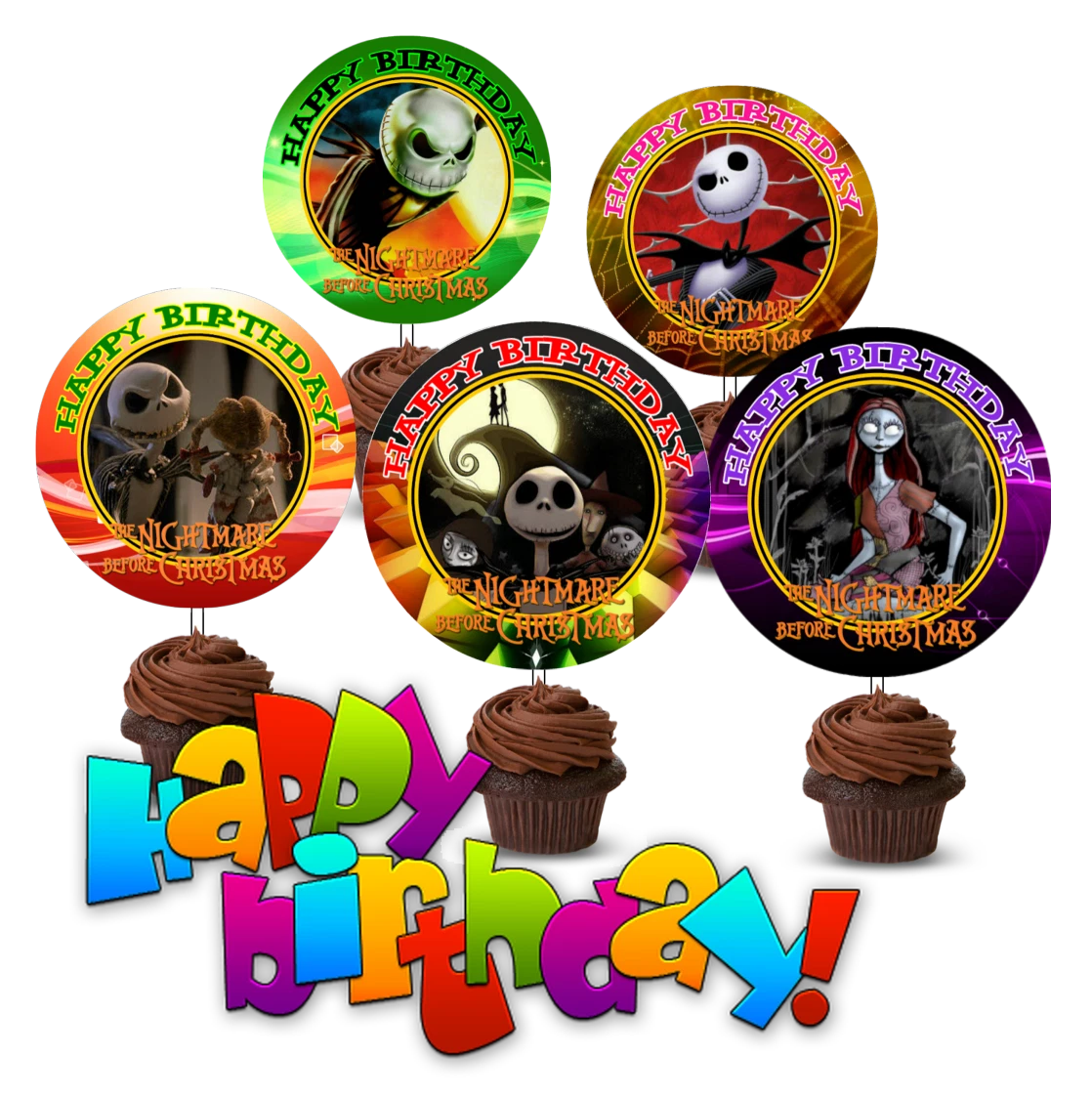 12 Birthday Nightmare Before Christmas Inspired Party Picks, Cupcake ...