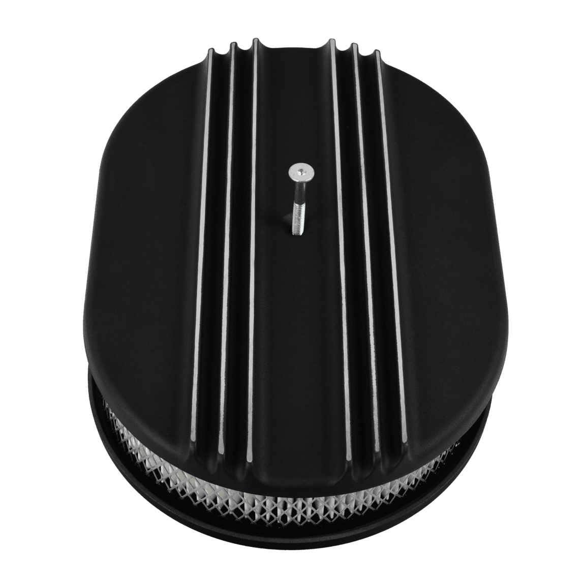12" Black Aluminum Oval Half Finned Air Cleaner Kit for Chevy Ford SBC ...