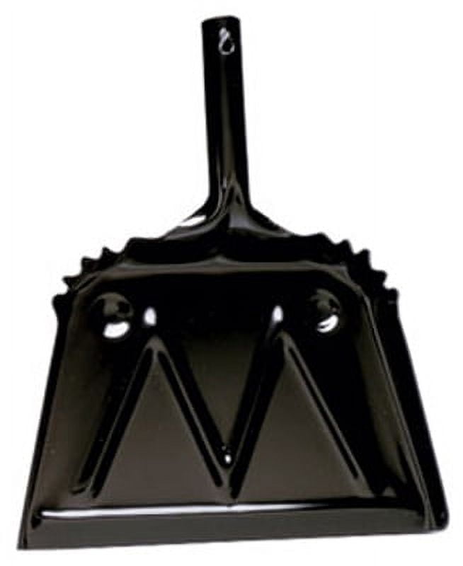 12" Black Metal Dust Pan Heavy Duty 1 Piece Construction Baked-On Enam ...