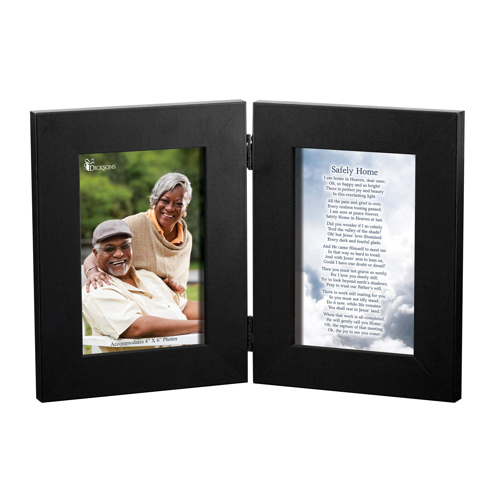 Dicksons Safely Home Bereavement Black 4 x 6 Inch Wood Hinged Double ...