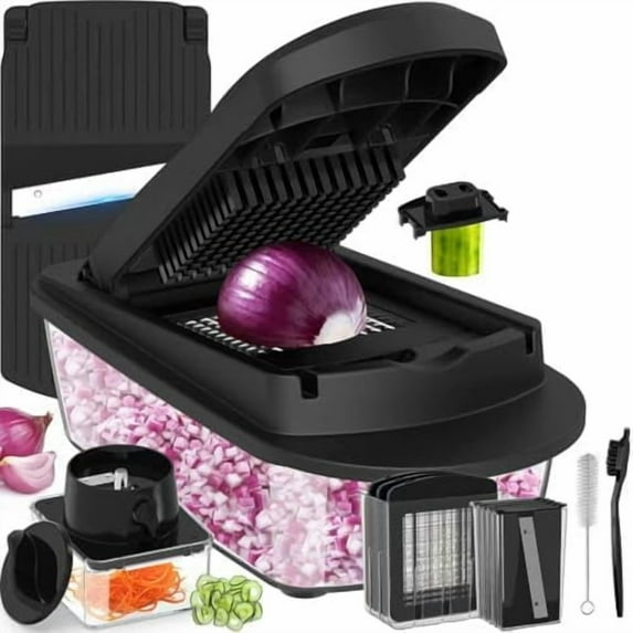 12 Blade All-in-1 Vegetable Chopper Mandoline Slicer with Container ...