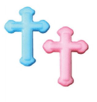 12 Blue 12pink Cross Edible Sugar Decoration Toppers for Cakes Cupcakes ...