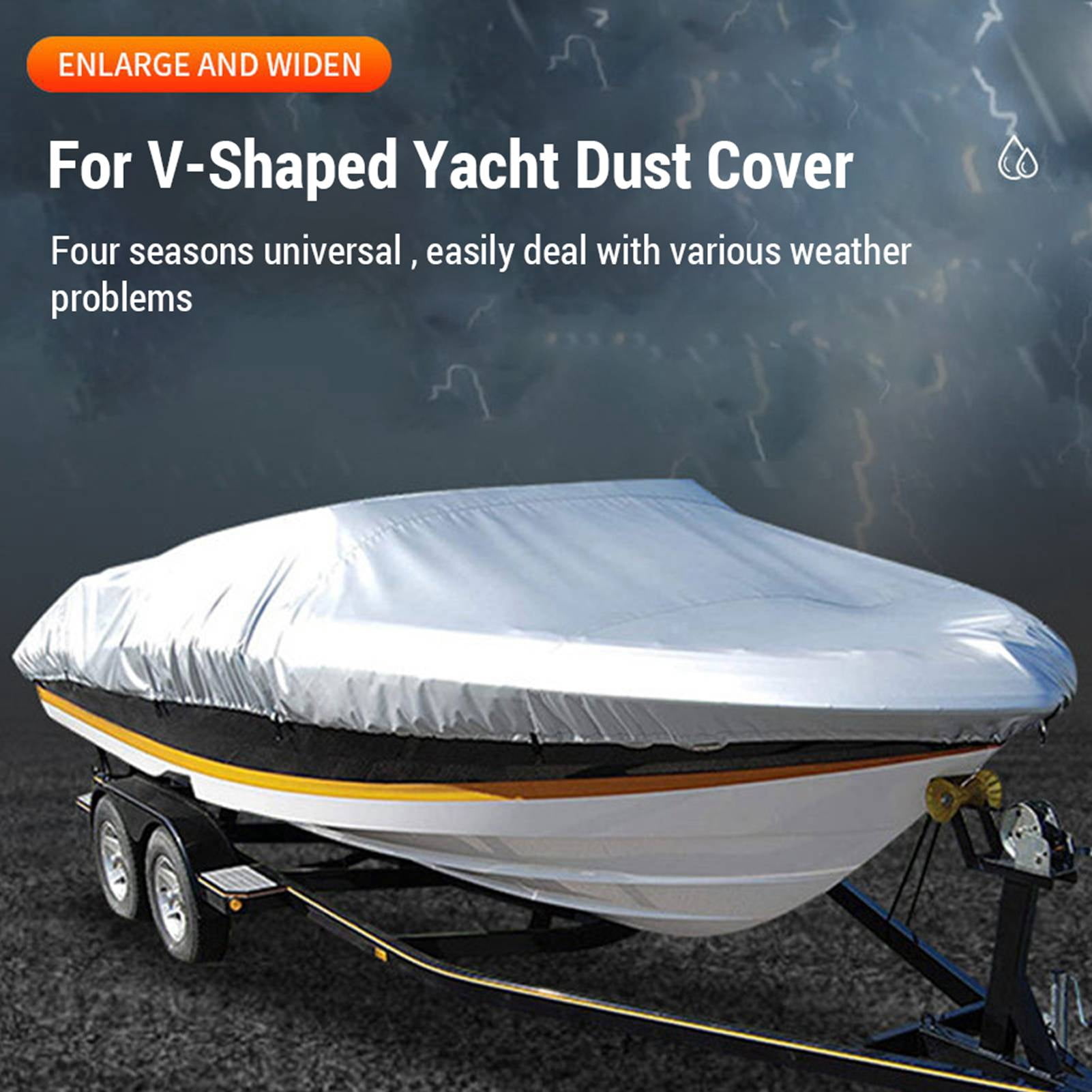 12 Boat Cover 11-22ft Outdoor V-Shaped Yacht Dust Cover Rainproof Boat ...
