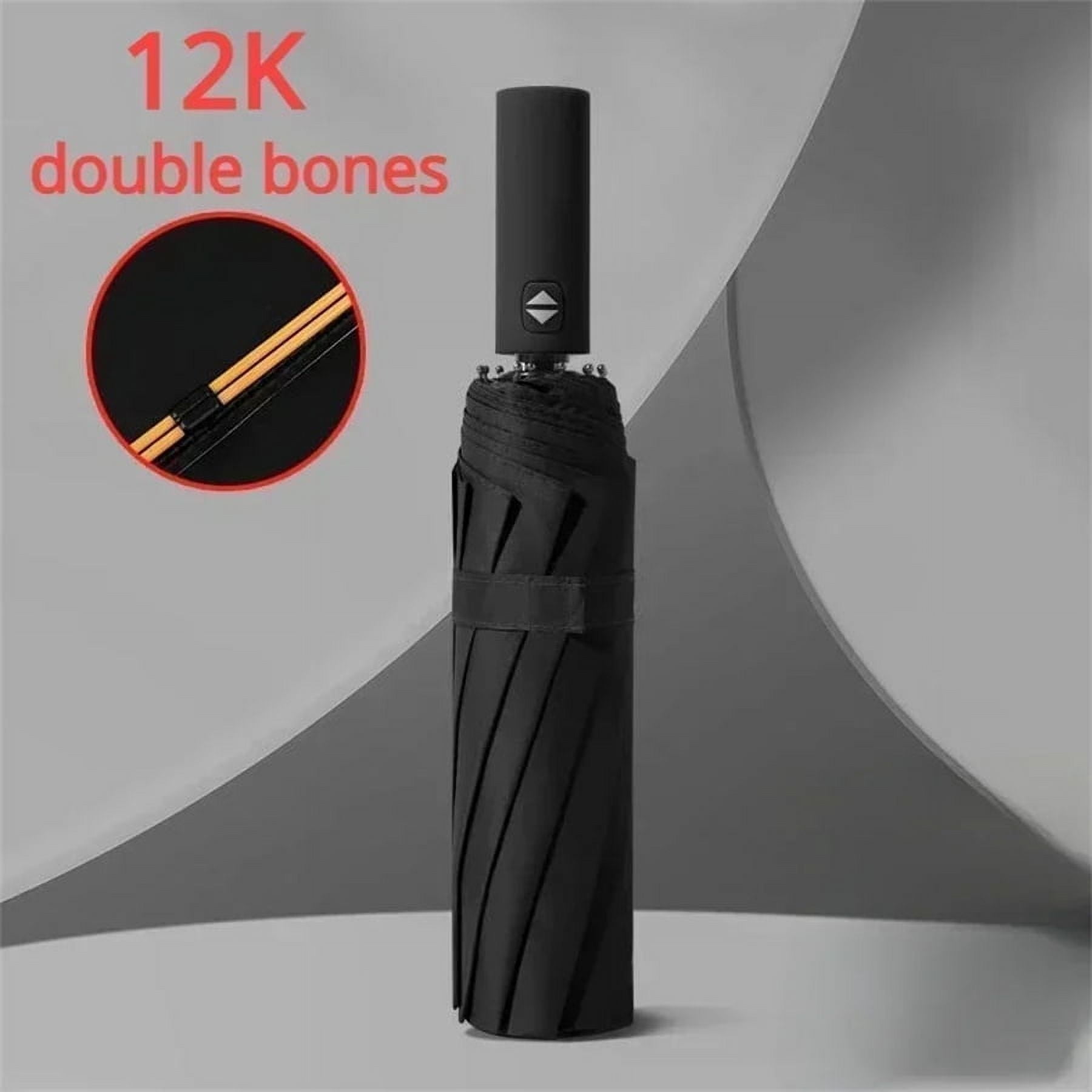 12 Bone Black Glue Fully Automatic Umbrella With Thick And Durable Keel ...
