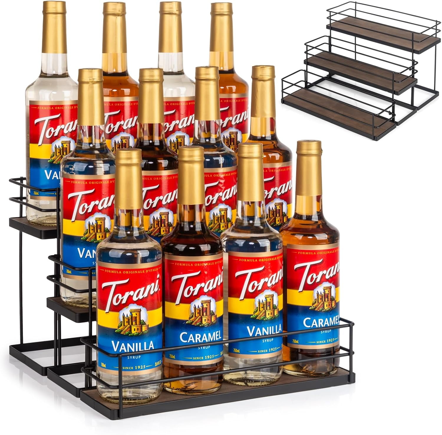 12 Bottle Capacity Coffee Syrup Organizer 3 Tier Coffee Syrup Stand ...