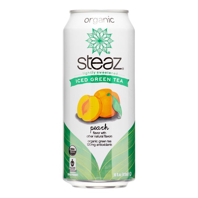 (12 Bottles) Steaz Green Tea Soda Organic Iced Green Tea PEach 16 fl oz ...
