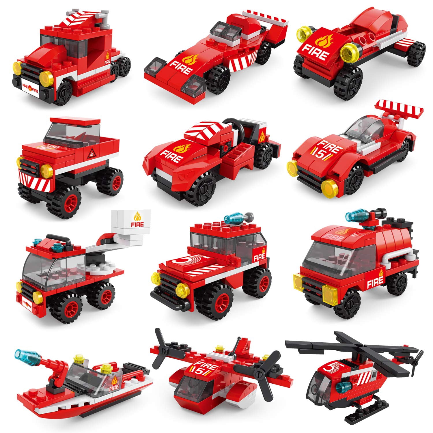 12 Boxes Fire Rescue Vehicles Mini Building Blocks Party Favors For ...
