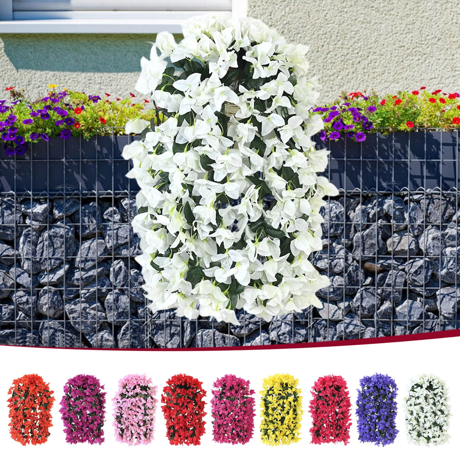 12-Branch 156-Flower Artificial Bougainvillea Vines - Wall-Mounted Fake ...