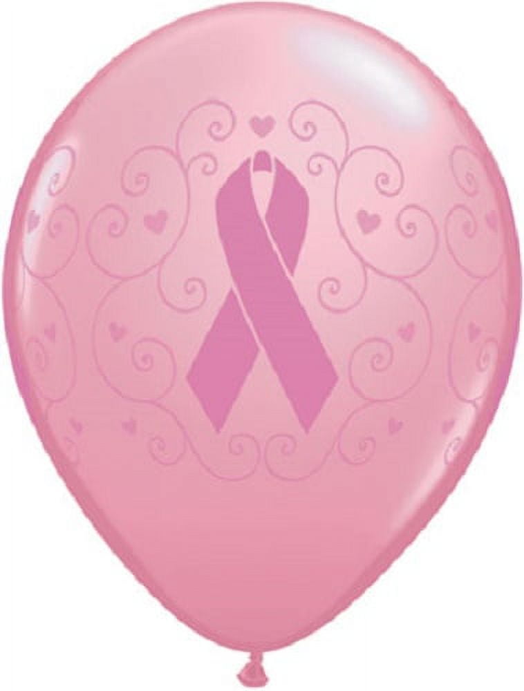 12 Breast Cancer Awareness Pink RIbbon Print 11" Latex Balloons BCA ...