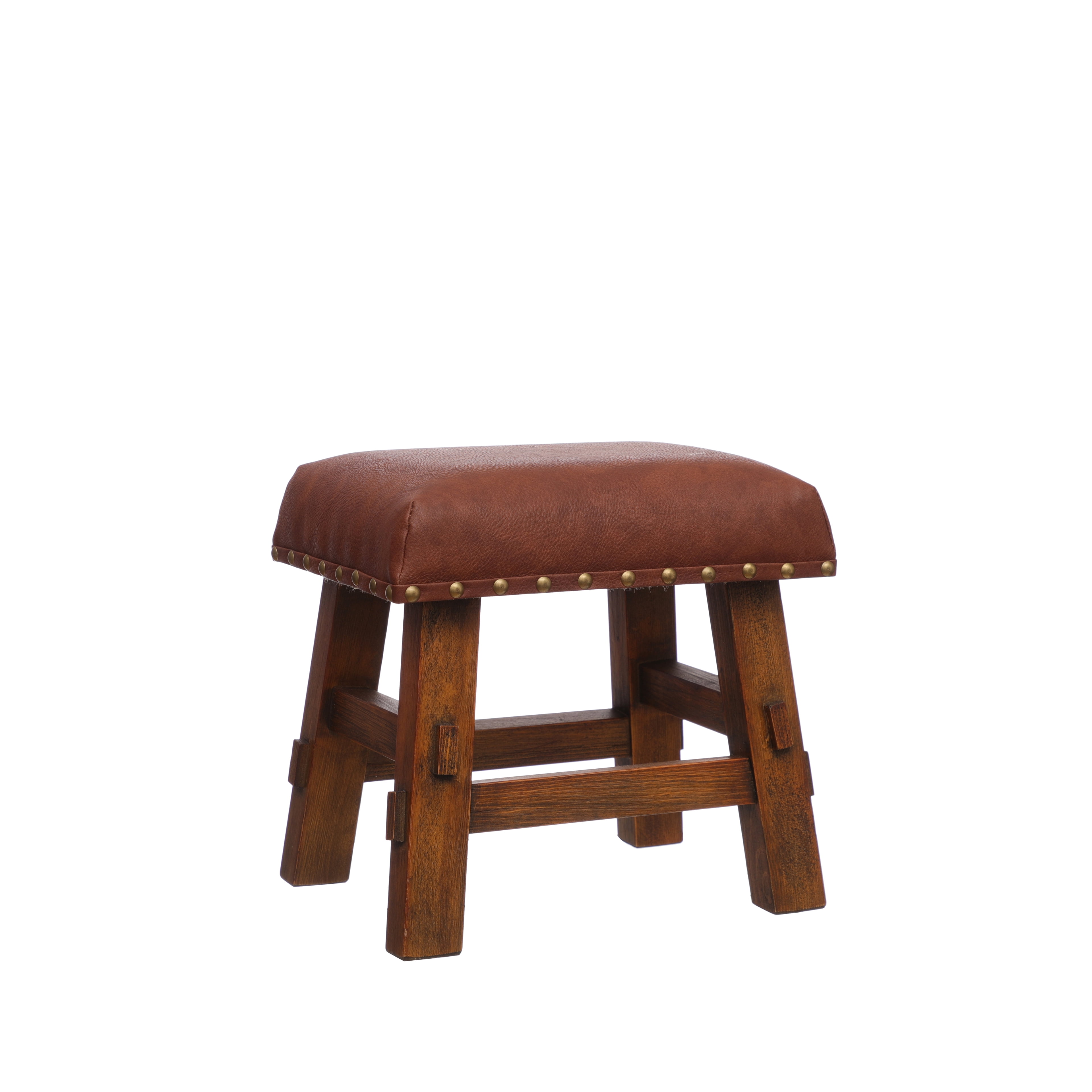 12" Brown Wood & Faux Leather Foot Stool by Ashland - Spring Home Decor ...