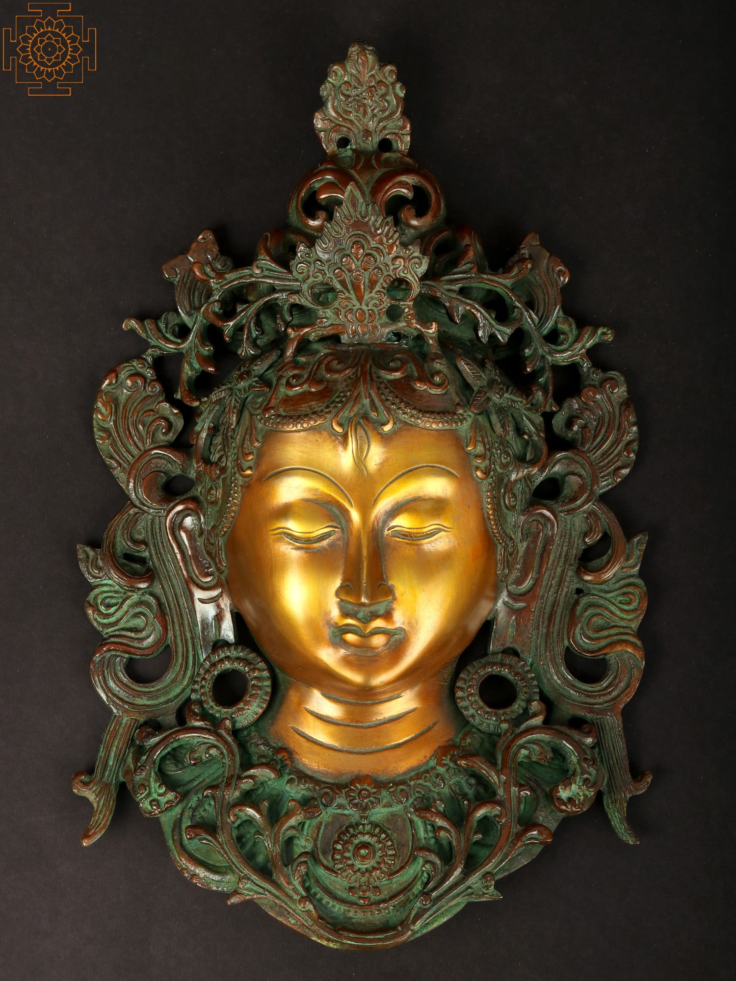 12" Buddhist Goddess Tara Wall Hanging Mask in Brass | Handmade | Made ...