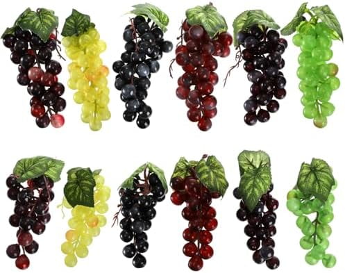12 Bunches Artificial Grapes, Simulation Lifelike Grape Clusters ...
