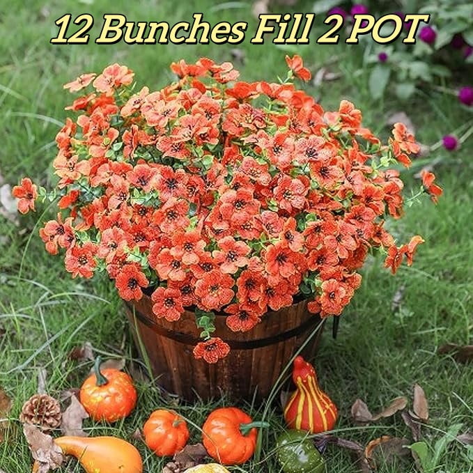 12 Bunches Intrinsici Flowers, Rainproof UV Resistant Lifelike ...