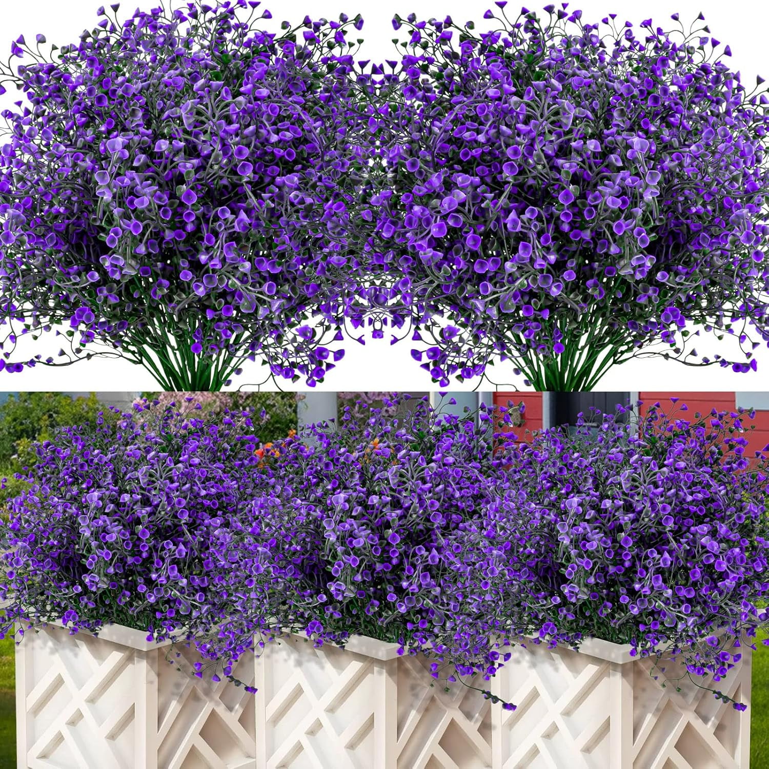 12 Bundles Artificial Bell Grass Plants, UV Resistant & Lifelike Fake ...