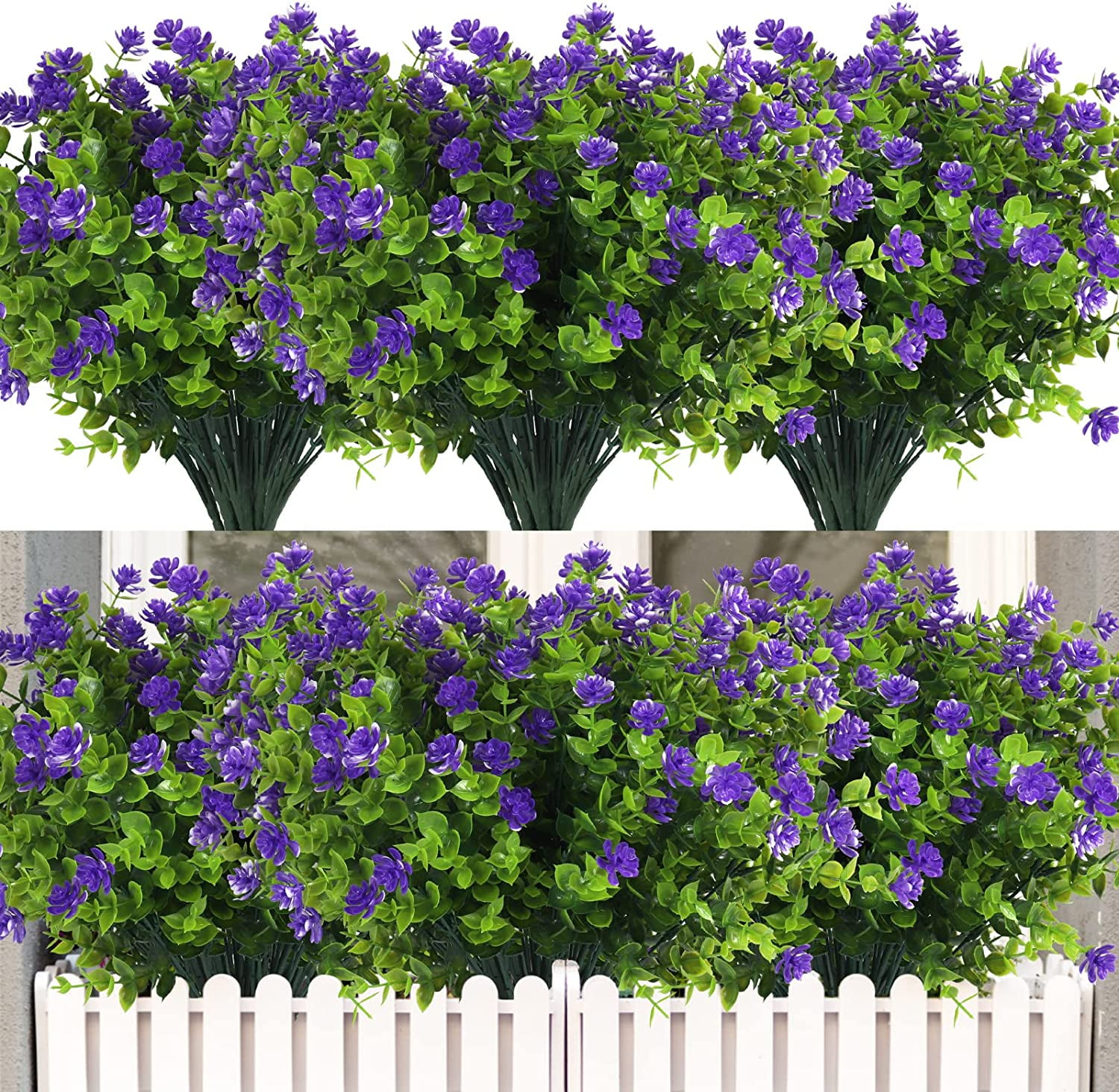 12 Bundles Artificial Fake Flowers, Faux Outdoor Plastic Plants UV ...