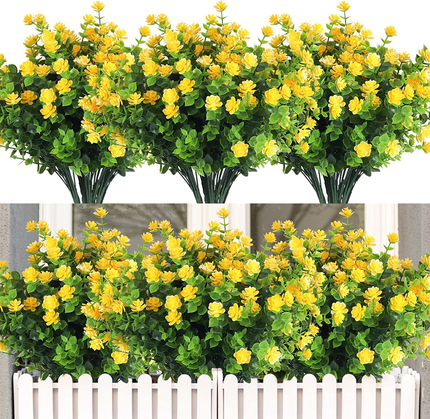 12 Bundles Artificial Fake Flowers, Faux Outdoor Plastic Plants UV ...