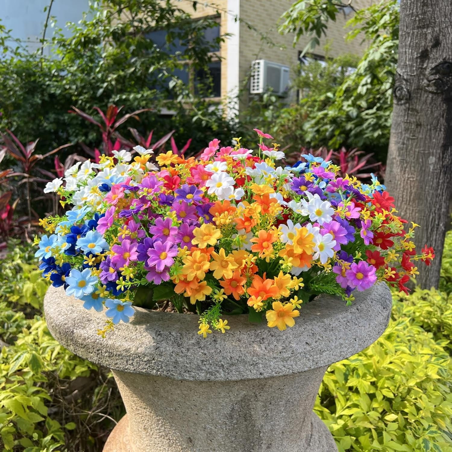 12 Bundles Artificial Fake Flowers for Outdoor Decoration, UV Resistant ...