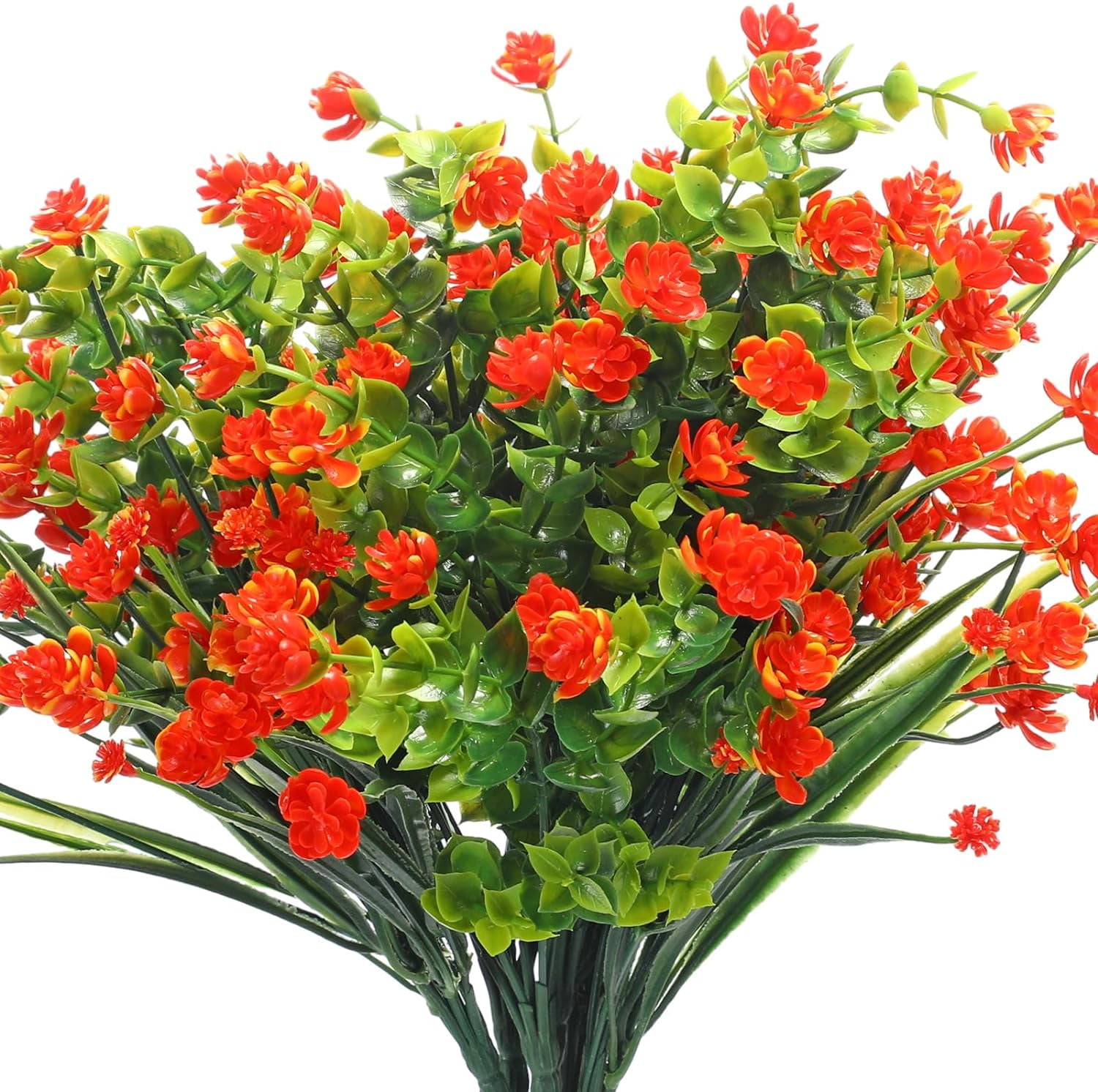12 Bundles Artificial Fake Flowers Plastic Artificial Greenery UV ...